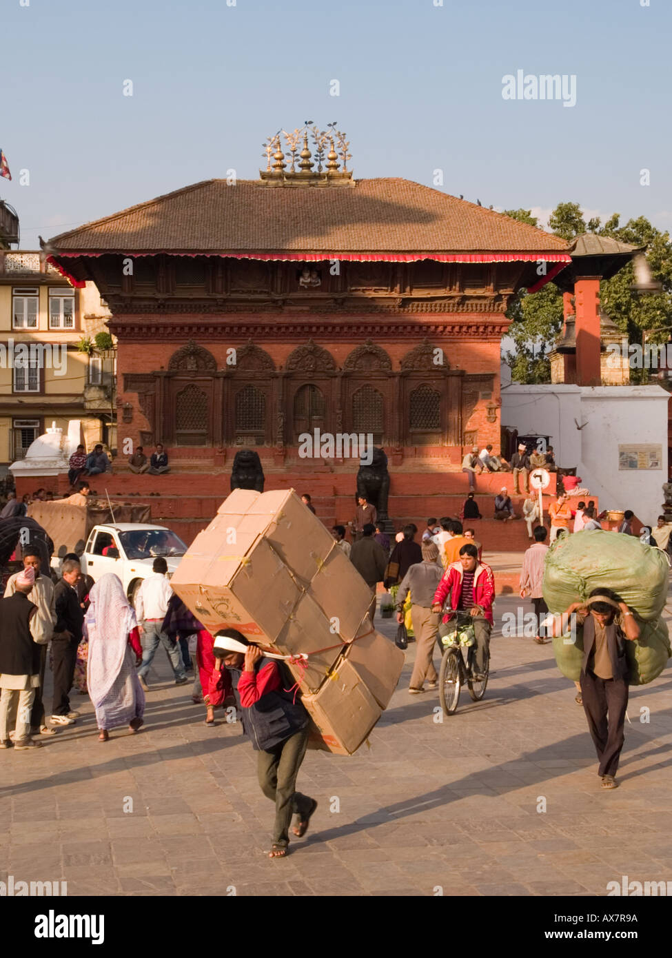 DURBAR SQUARE with 18th century Shiva Parvati temple Kathmandu Nepal ...