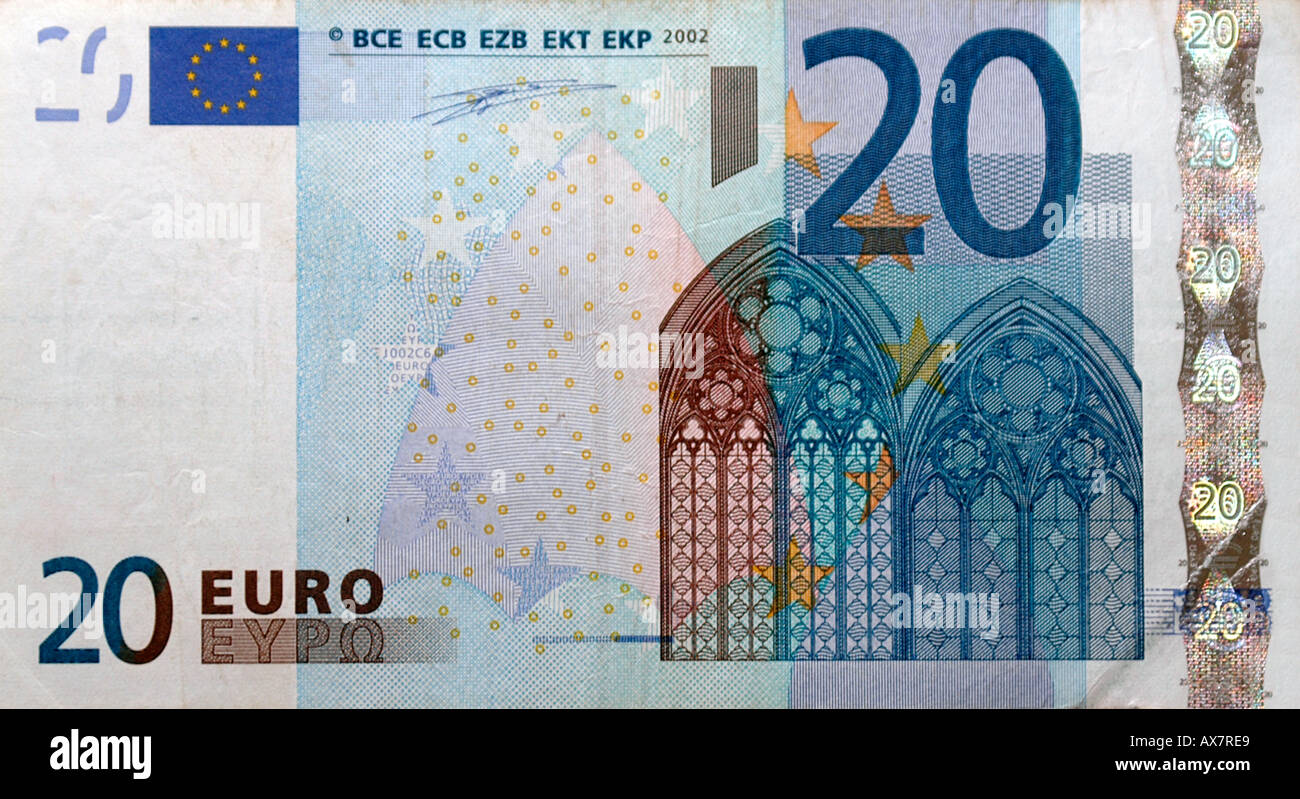 20 Euro note against a white background Stock Photo - Alamy