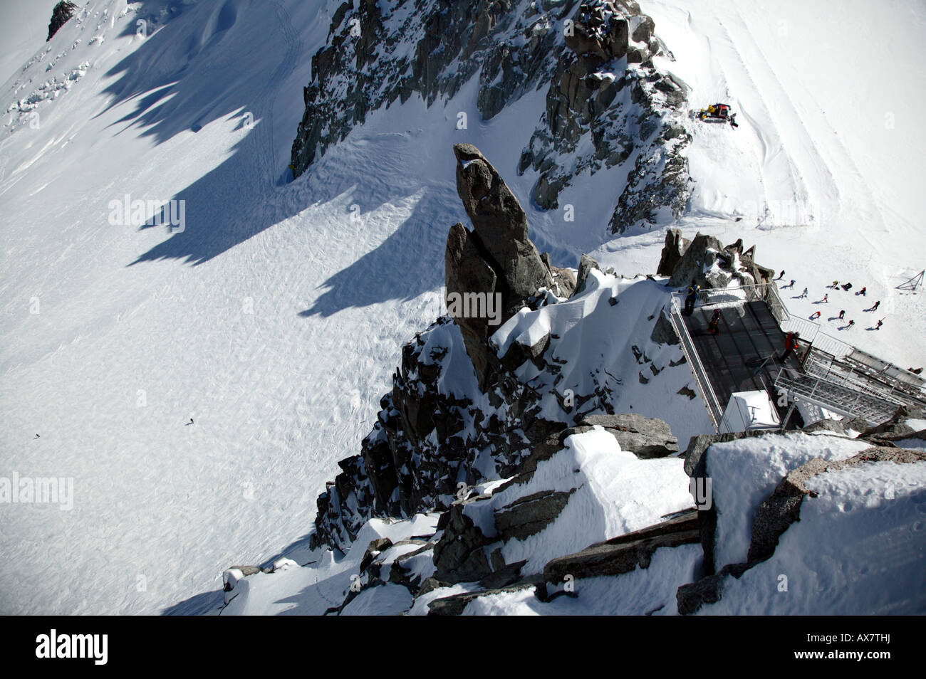 View from the summit observation deck of the Aiguille des Grands ...