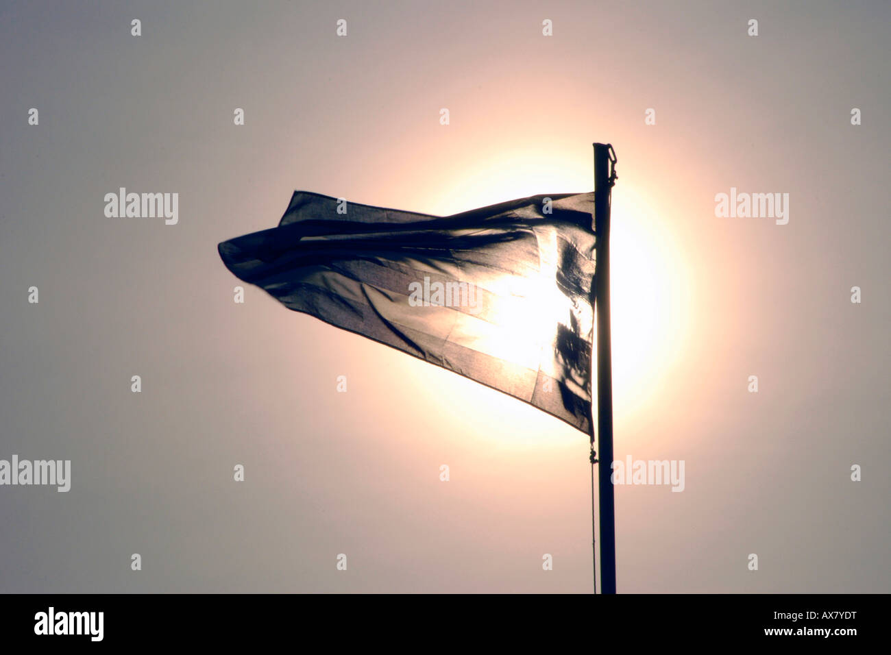 Greek Flag, Pandeli, Isle of Leros, Dodecanese Islands, Aegean Sea ...