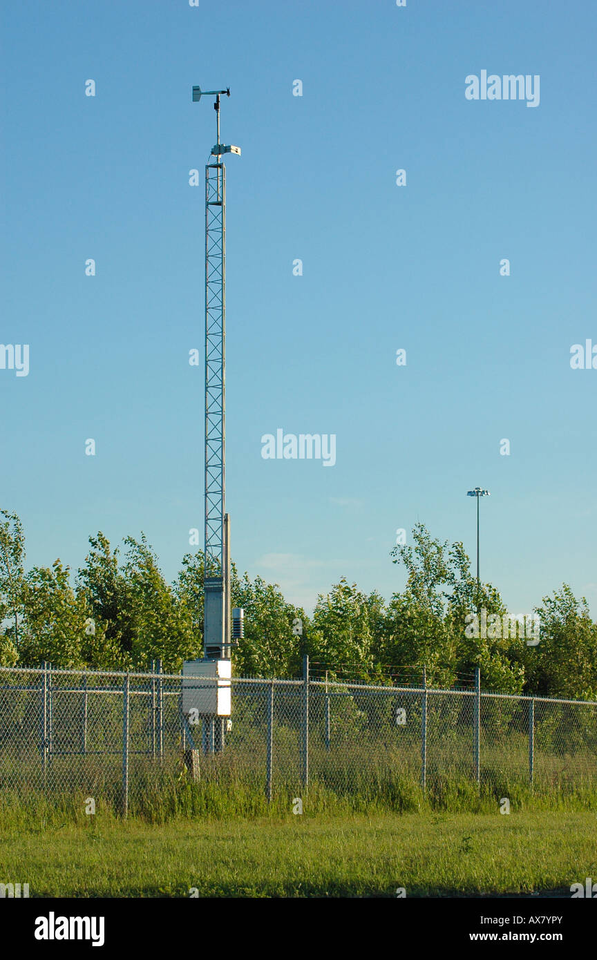 A wind research tower erected behind fencing Stock Photo - Alamy
