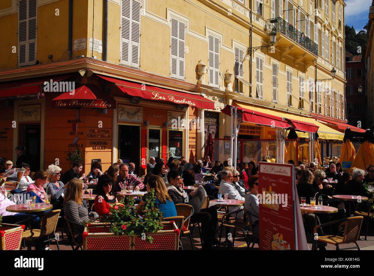 Outdoor cafes in Place Charles Felix, Nice, France Stock Photo - Alamy