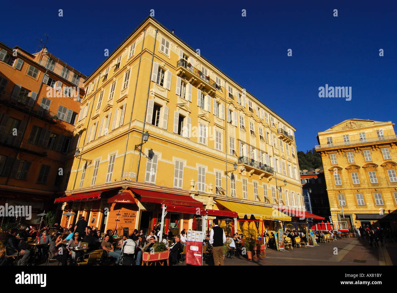 Outdoor cafes in Place Charles Felix, Nice, France Stock Photo - Alamy