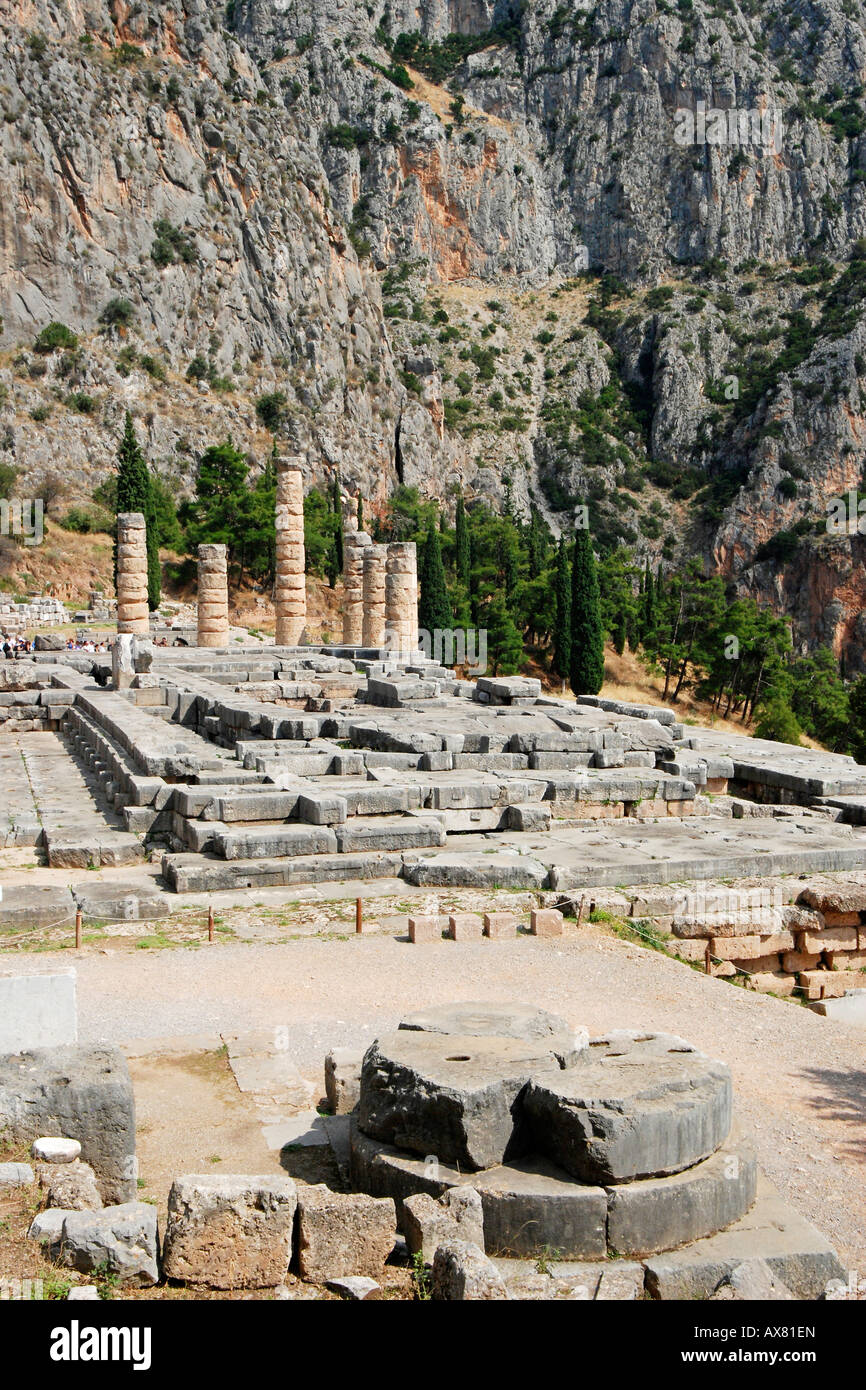 Temple of Apollo, Delphi, at the foot of Mount Parnasus - site of the ...