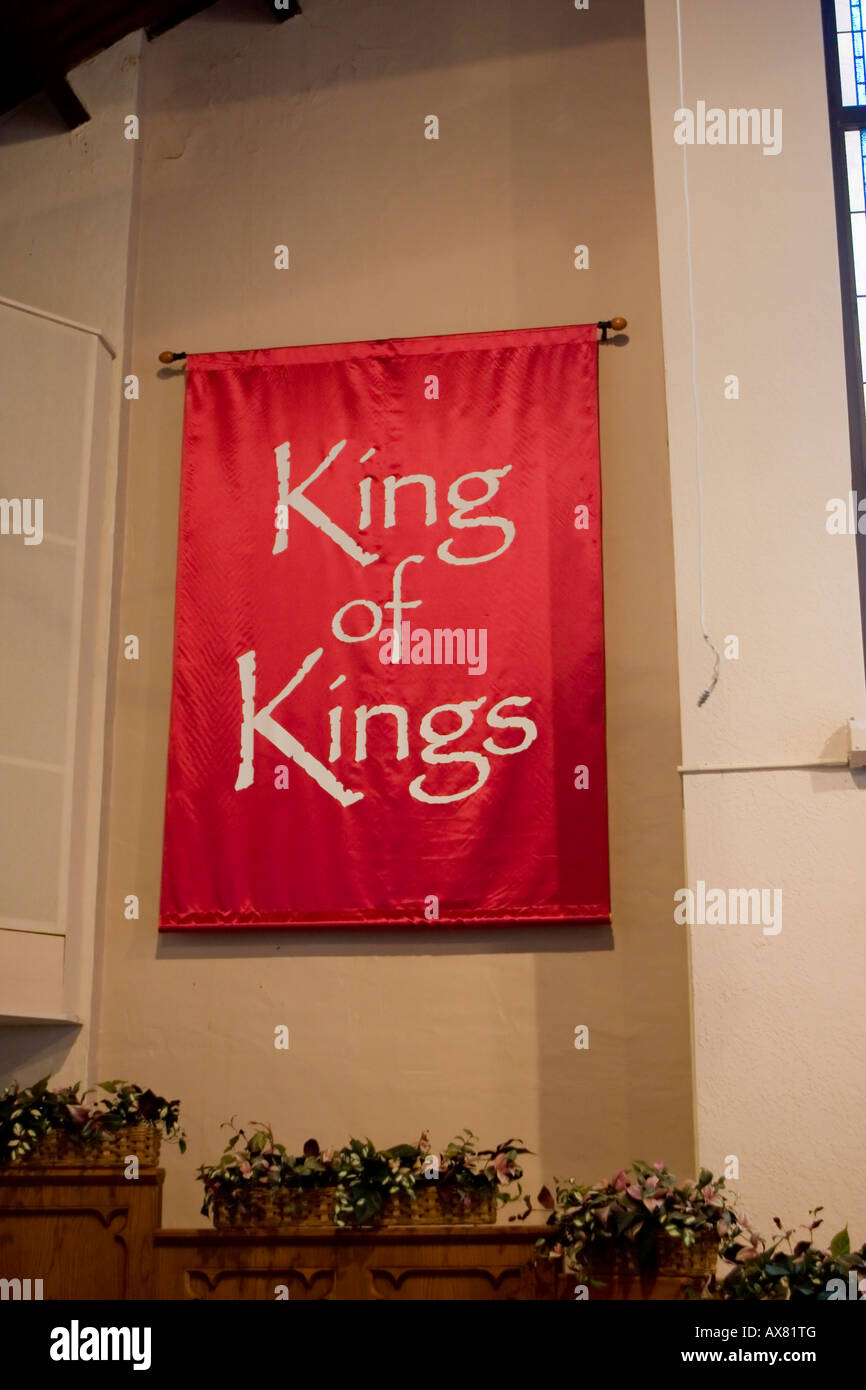 King of Kings Religious Banner on a Church Wall Stock Photo - Alamy
