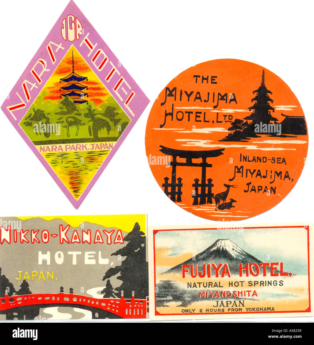 Japanese hotel luggage labels 1930s Stock Photo - Alamy