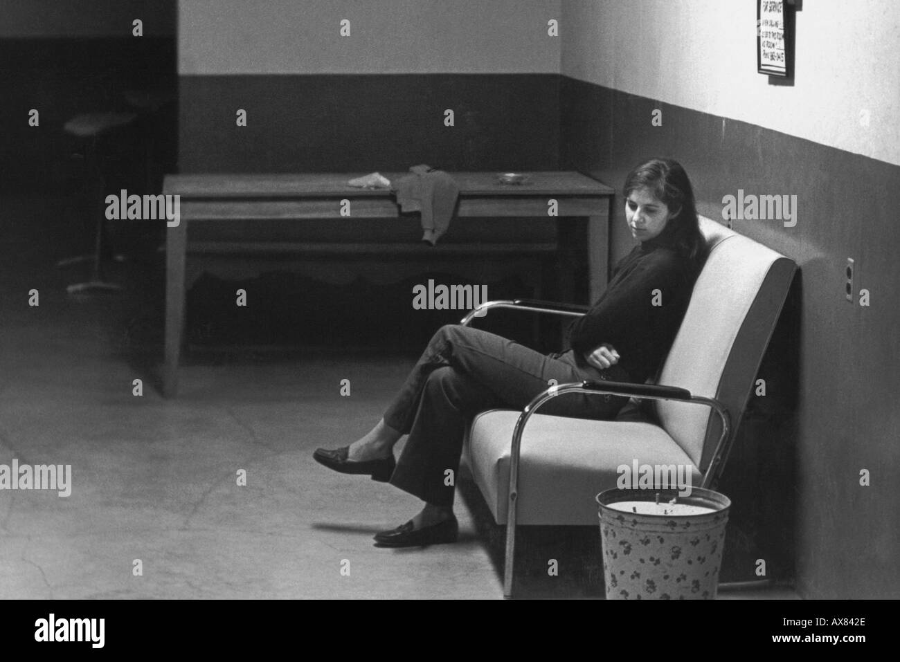 Woman lonely waiting couch Black and White Stock Photos & Images - Alamy