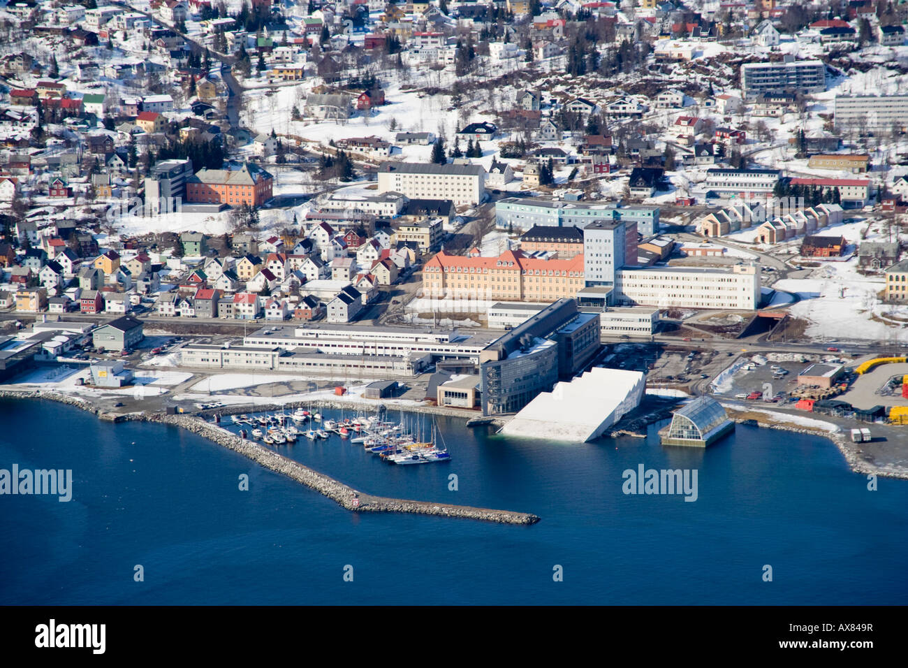 tromsoya island city of tromso from storsteinen cable car viewpoint ...