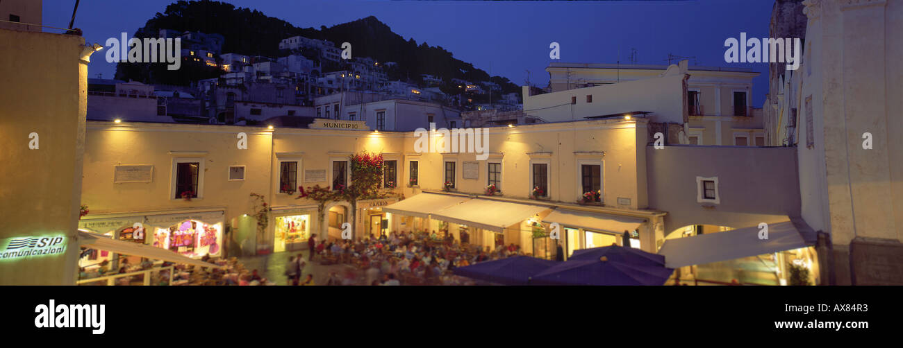 Town square in the evening light, Piazetta Umberto I, City of Capri ...