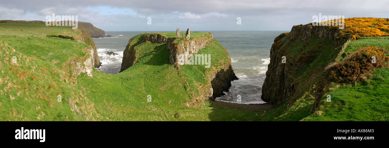 UK Northern Ireland County Antrim Dunseverick castle panoramic Stock ...