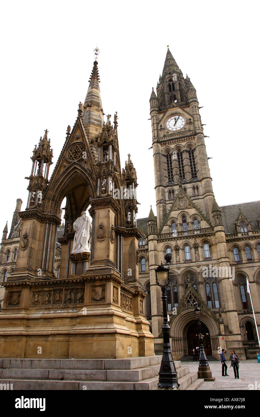 Manchester Albert memorial and Town Hall Stock Photo - Alamy