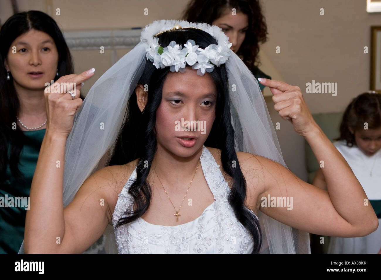 Determined Bride Pointing Stock Photo - Alamy