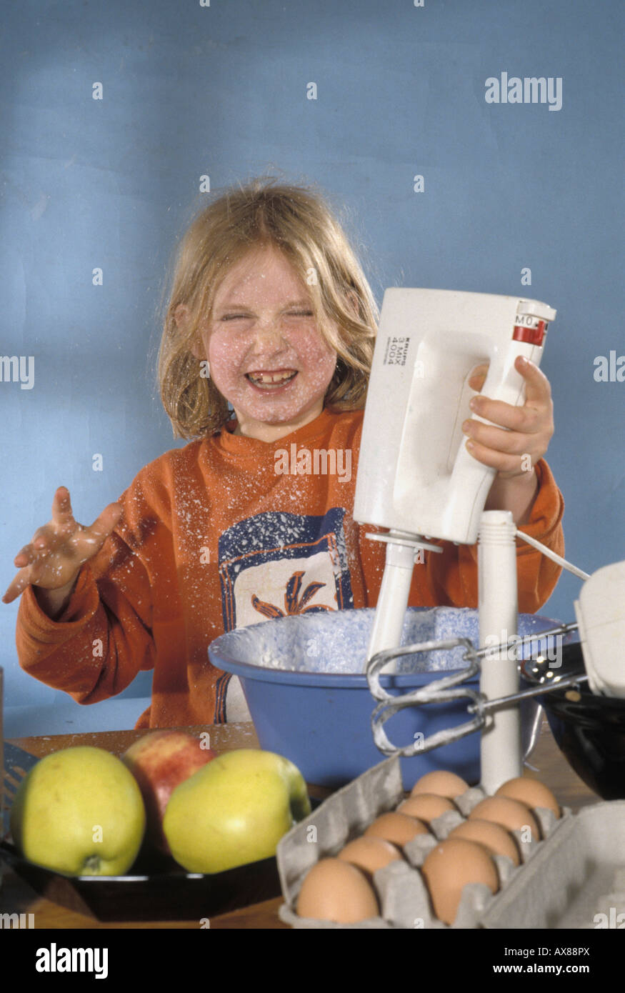 Child cooking with mixer Stock Photo - Alamy