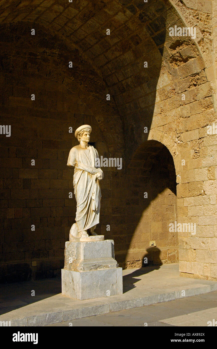 Statue in castle, Old Town of Rhodes, Dodecanese Isles, Greece Stock ...