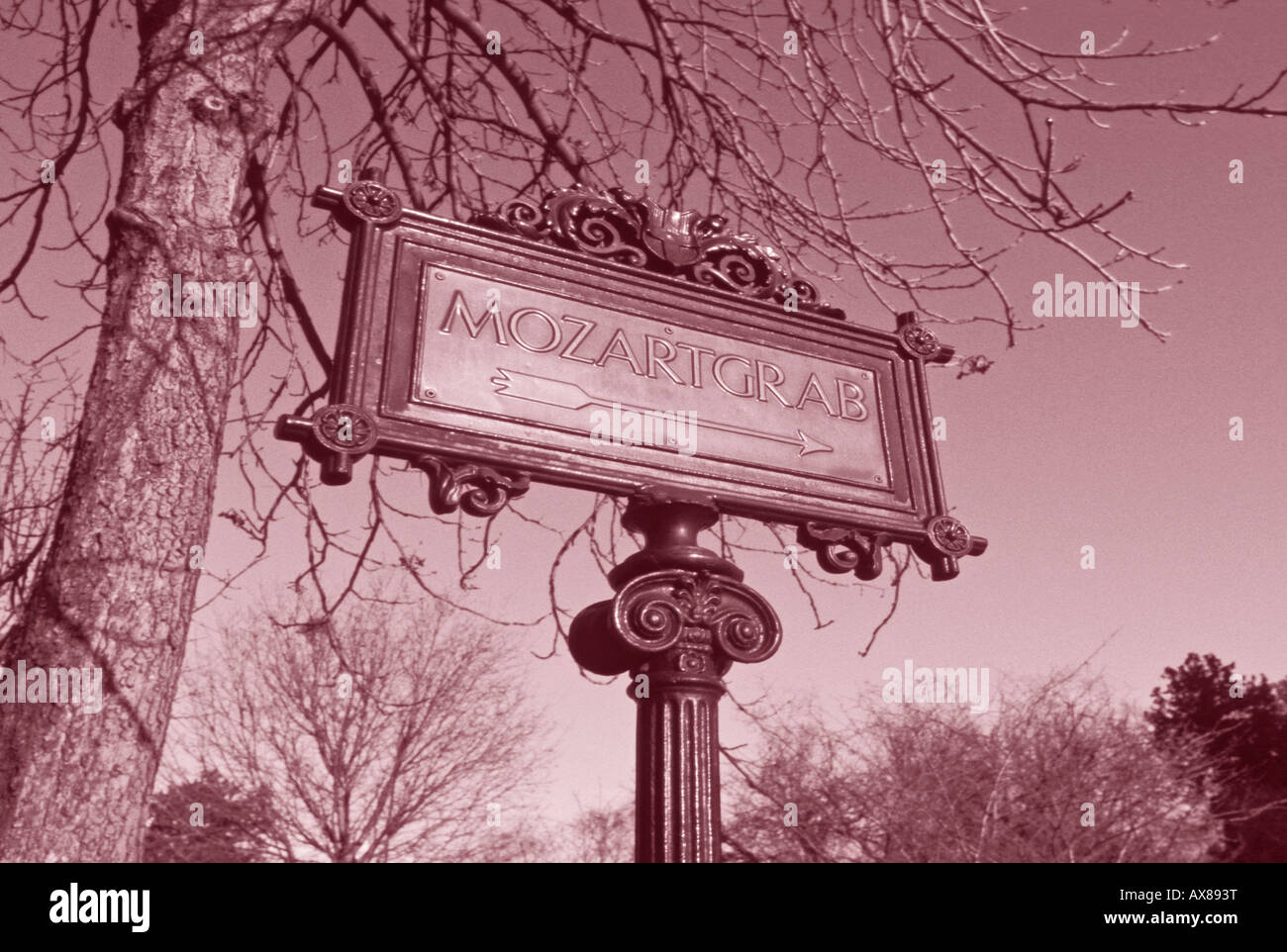 sign to the Mozart grave at the cemetery St Marx Stock Photo - Alamy