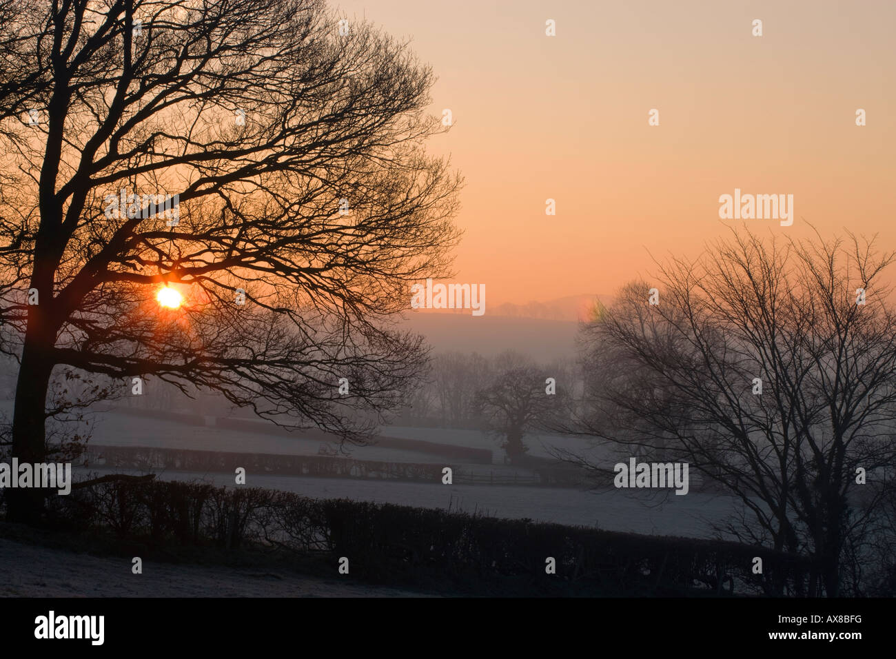 Winter sunrise Brecon Beacons Powys Wales Stock Photo - Alamy