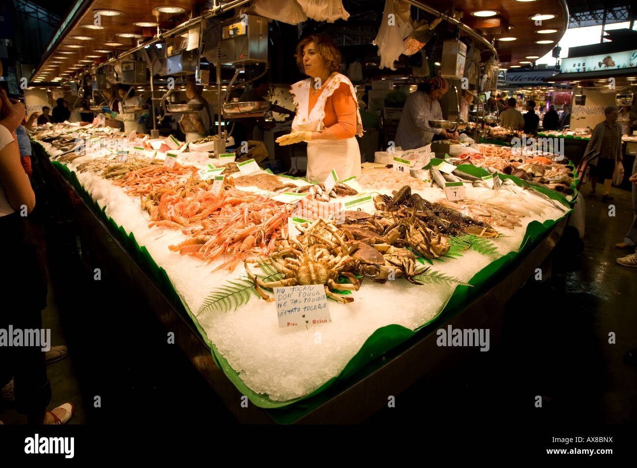 la boqueria in barcelona on the rambla colon fish stalls Stock Photo ...