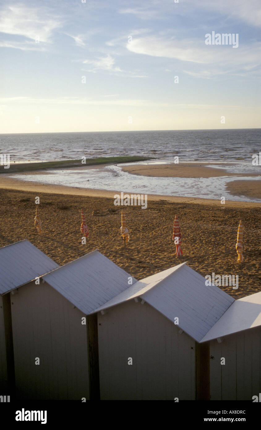Changing cubicles at the deserted beach, Cabourg, Normandy, France ...