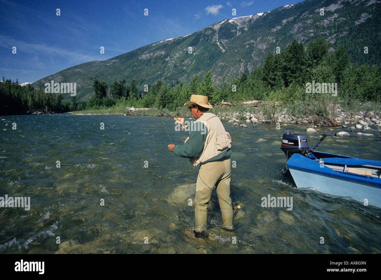 Flyfishing for steelhead Dean river British Columbia Stock Photo - Alamy