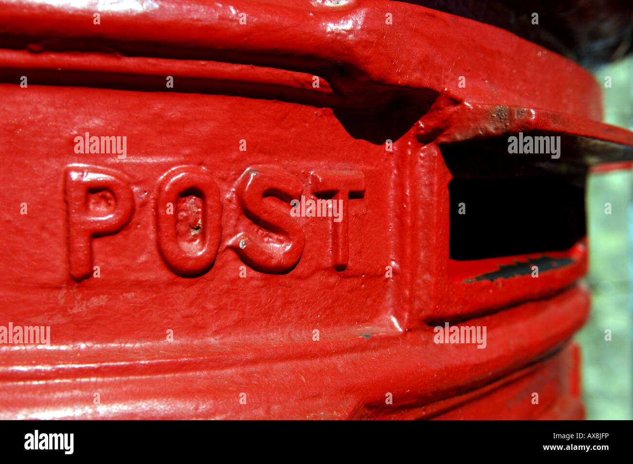 A bright red British post box UK Stock Photo - Alamy