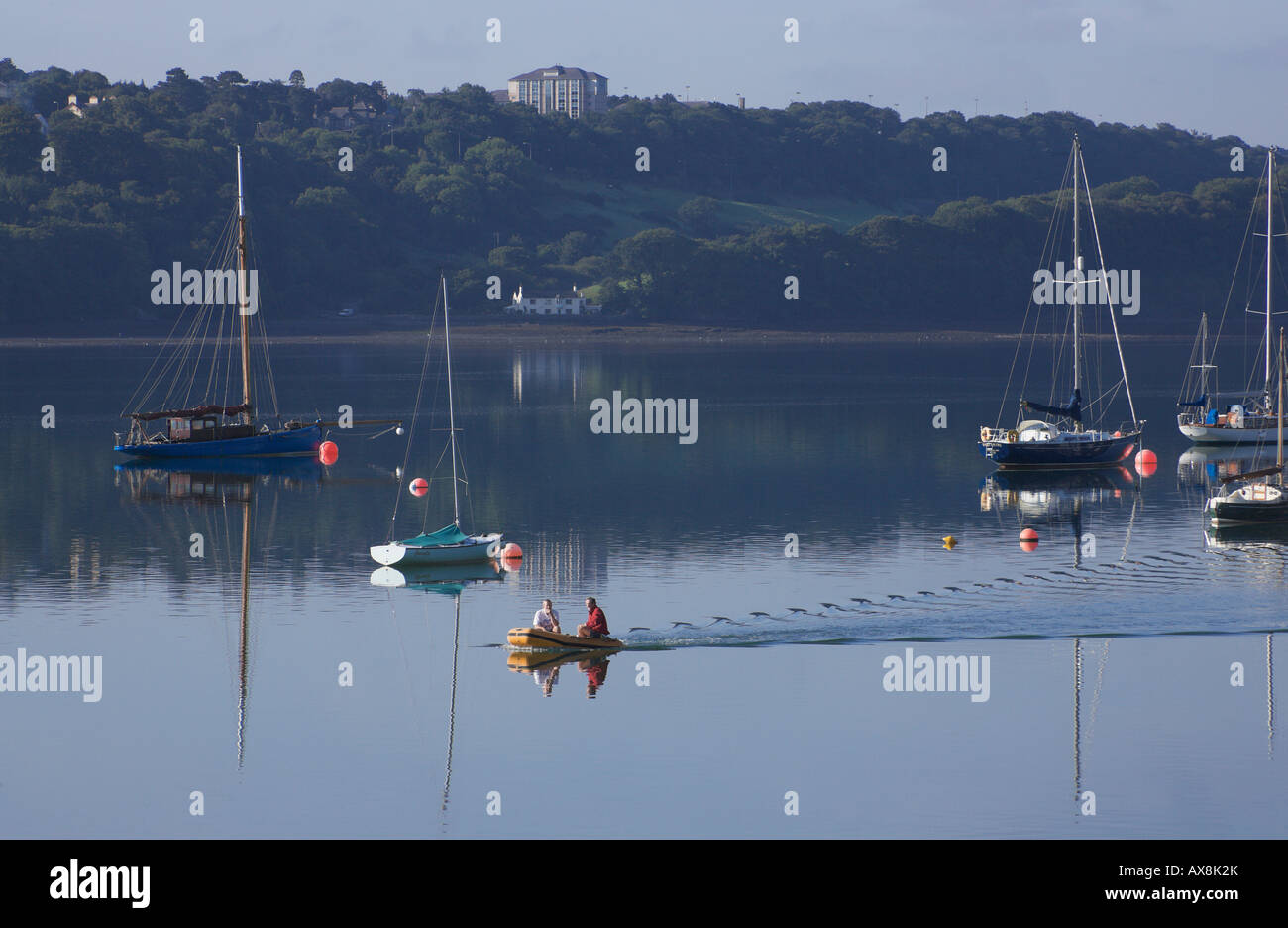 Boats on the Menai Straits Anglesey North Wales UK Stock Photo - Alamy