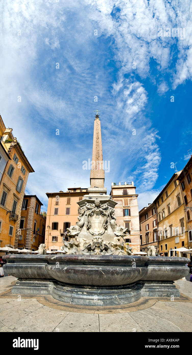 High resolution panorama of the obelisk and fountain in the Piazza dell ...