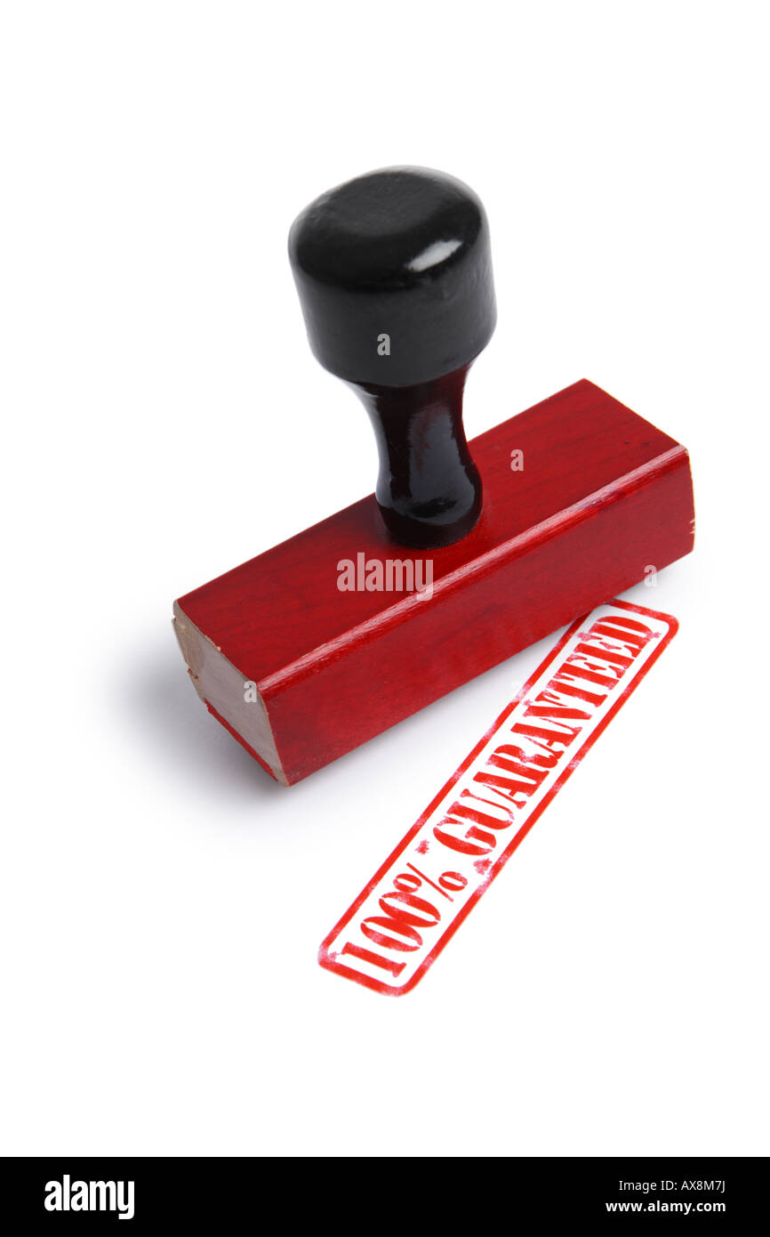 100 Guaranteed Rubber Stamp cut out on white background Stock Photo - Alamy