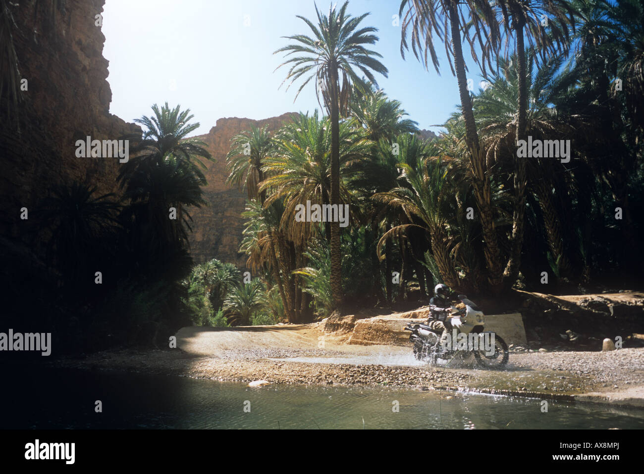 Motorbiking down Ait Mansour Gorges in the Afella Ighir Oasis, near ...