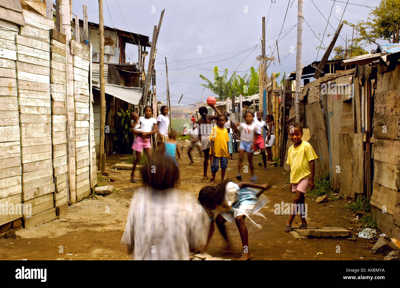 Playing children in a Slum, Aquablanca, Cali, Colombia, South America ...