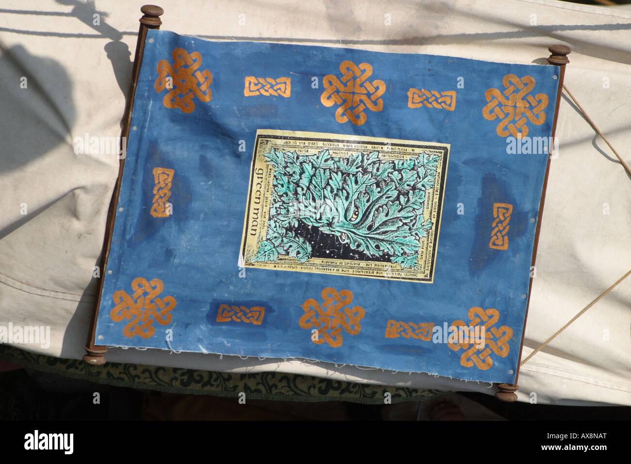 embroidered gold blue fine pattern cloth scroll Stock Photo - Alamy