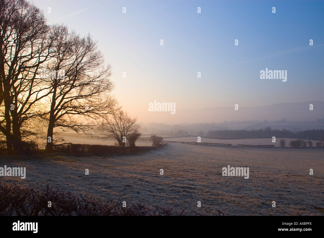 Winter sunrise Brecon Beacons Powys Wales Stock Photo - Alamy