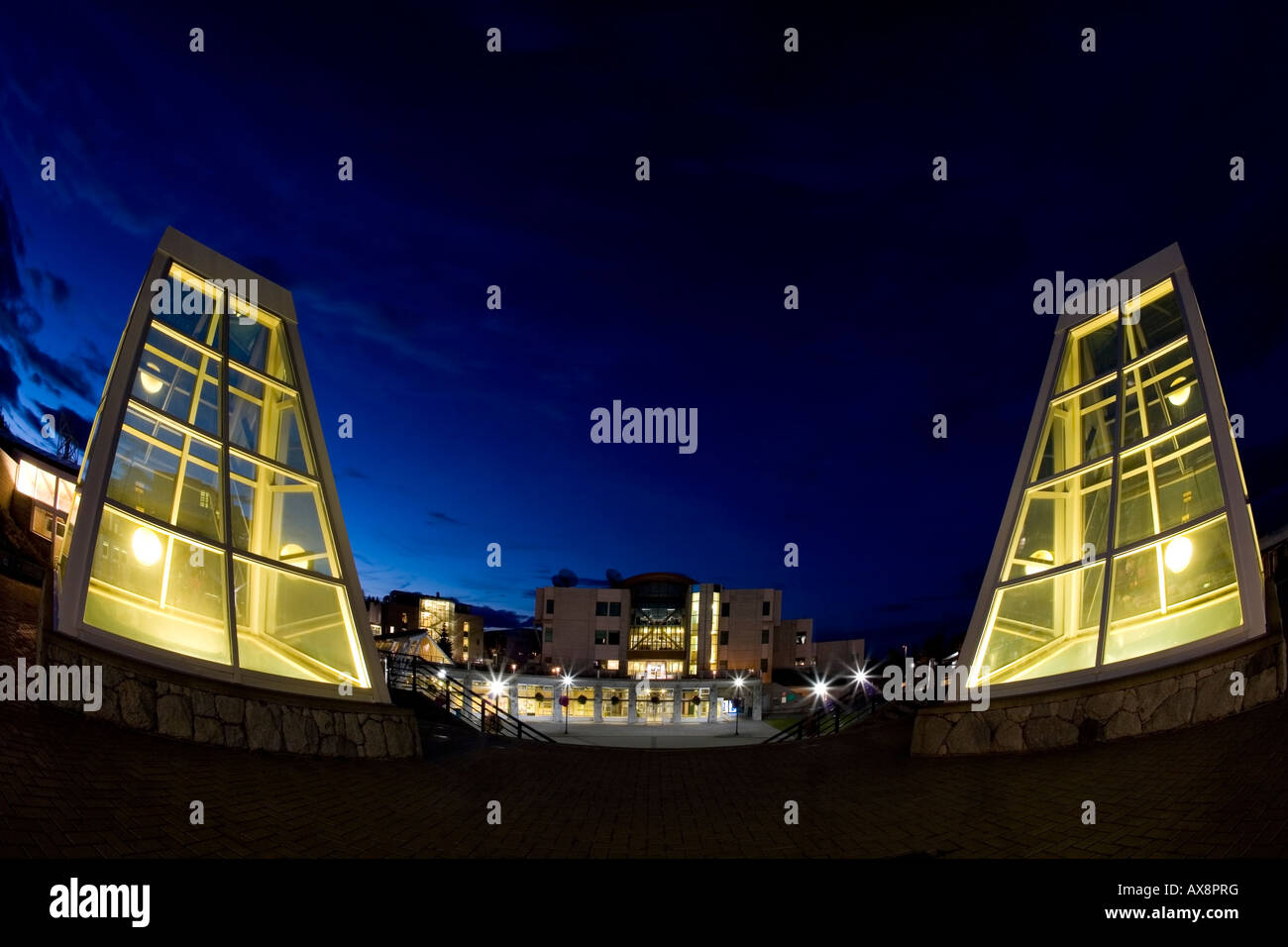 UNBC campus architecture in evening Prince George BC Stock Photo - Alamy