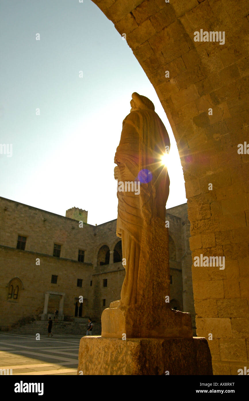 Statue in castle, Old Town of Rhodes, Dodecanese Isles, Greece Stock ...