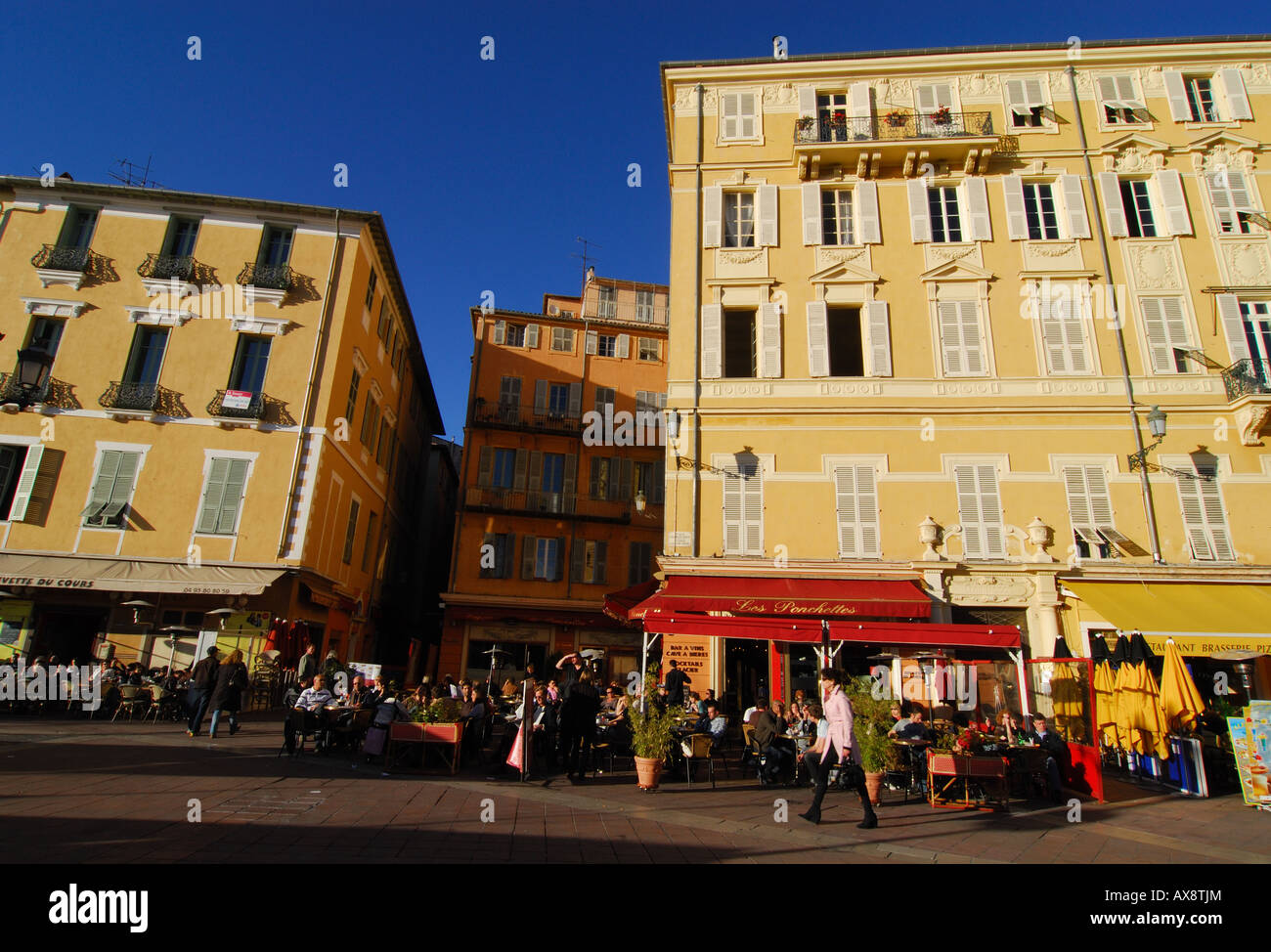 Outdoor cafes in Place Charles Felix, Nice, France Stock Photo - Alamy