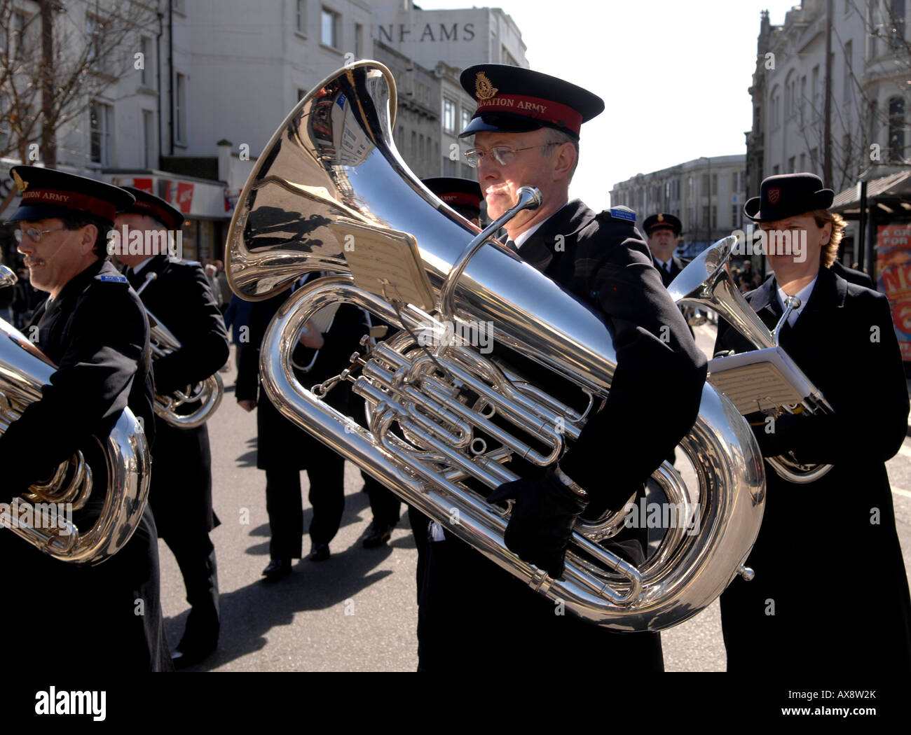 Salvation Army band members with their instruments in Worthing UK Stock ...