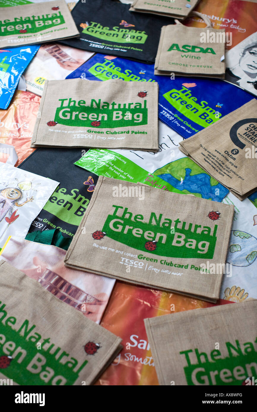 A collection reusable bags from UK shops and supermarkets, UK Stock ...