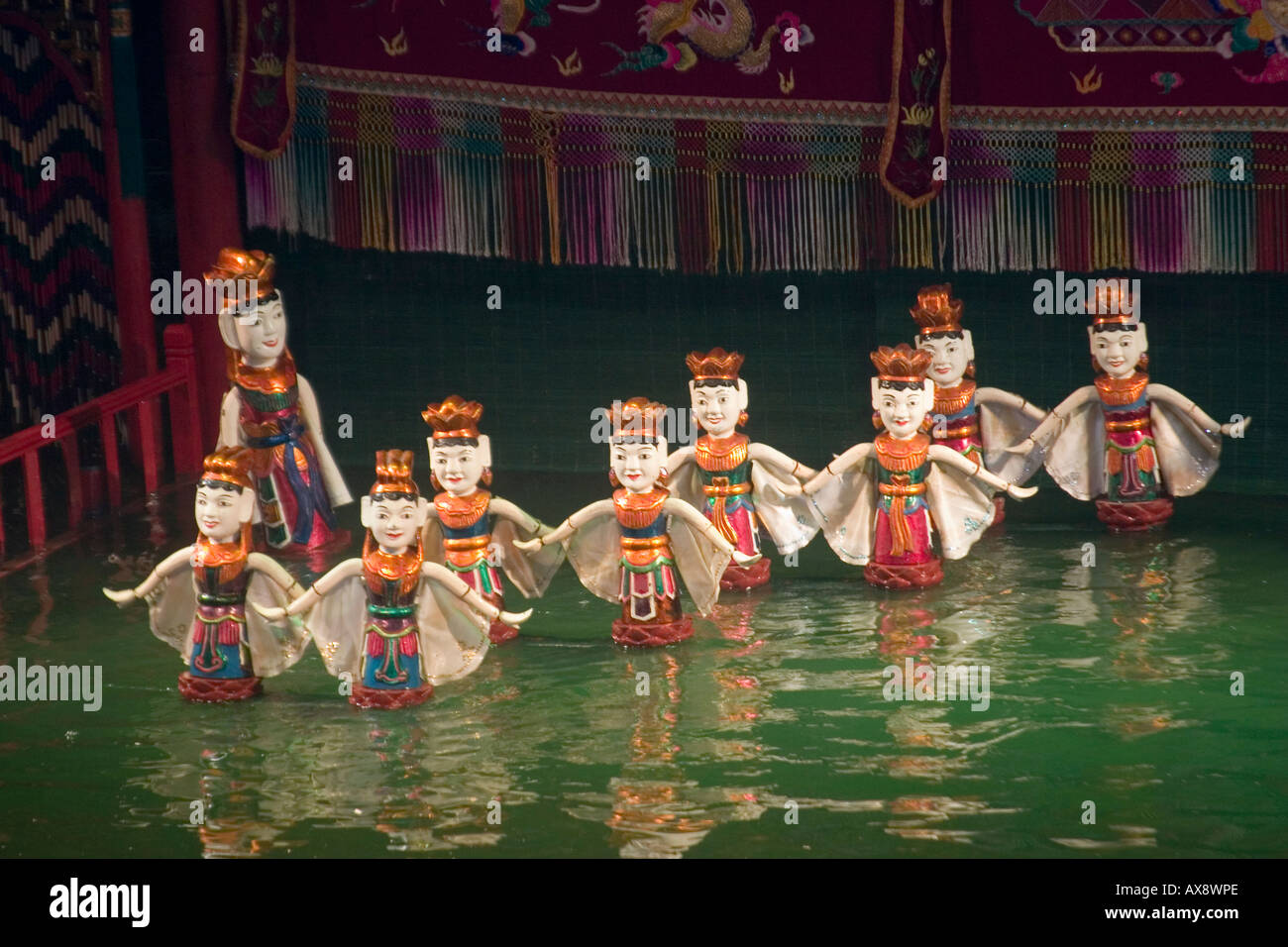 Water puppets at a show in the Water Puppet Theatre Hanoi Vietnam Stock ...
