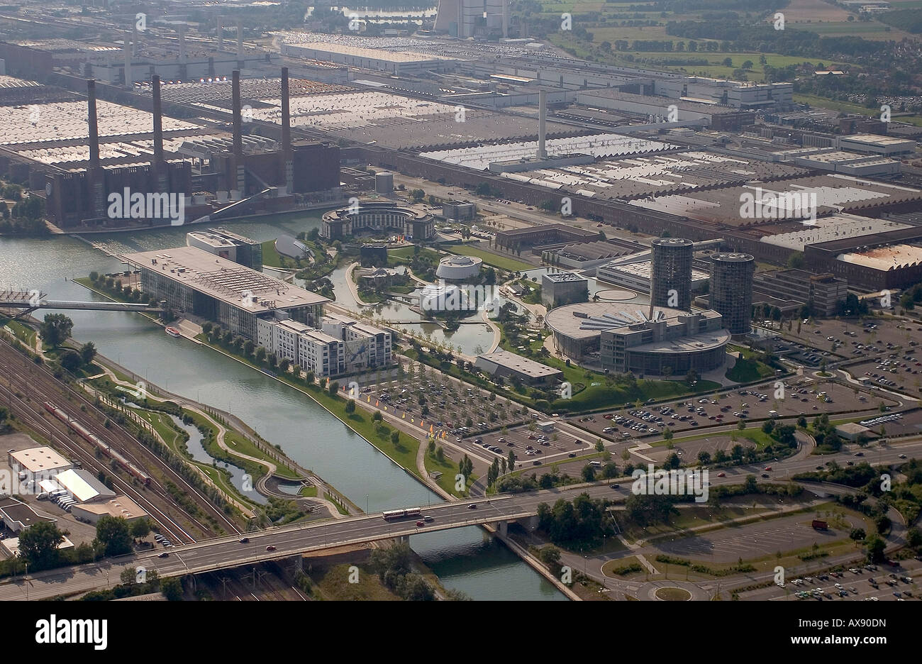 An aerial view of the Volkswagen car factory, Wolfsburg, Germany Stock ...