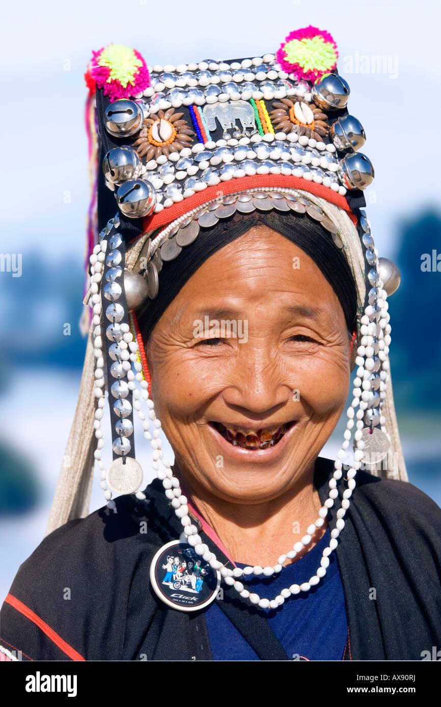 akha woman portrait near Chiang Rai in north thailand Stock Photo - Alamy