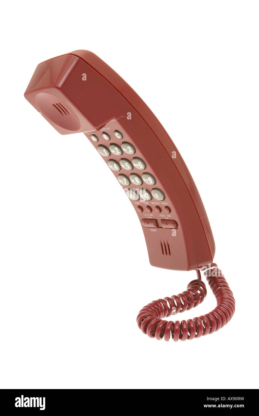 Red telephone isolated on white background Stock Photo - Alamy