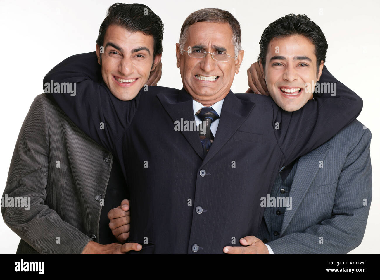 Portrait of three businessmen celebrating their success Stock Photo - Alamy