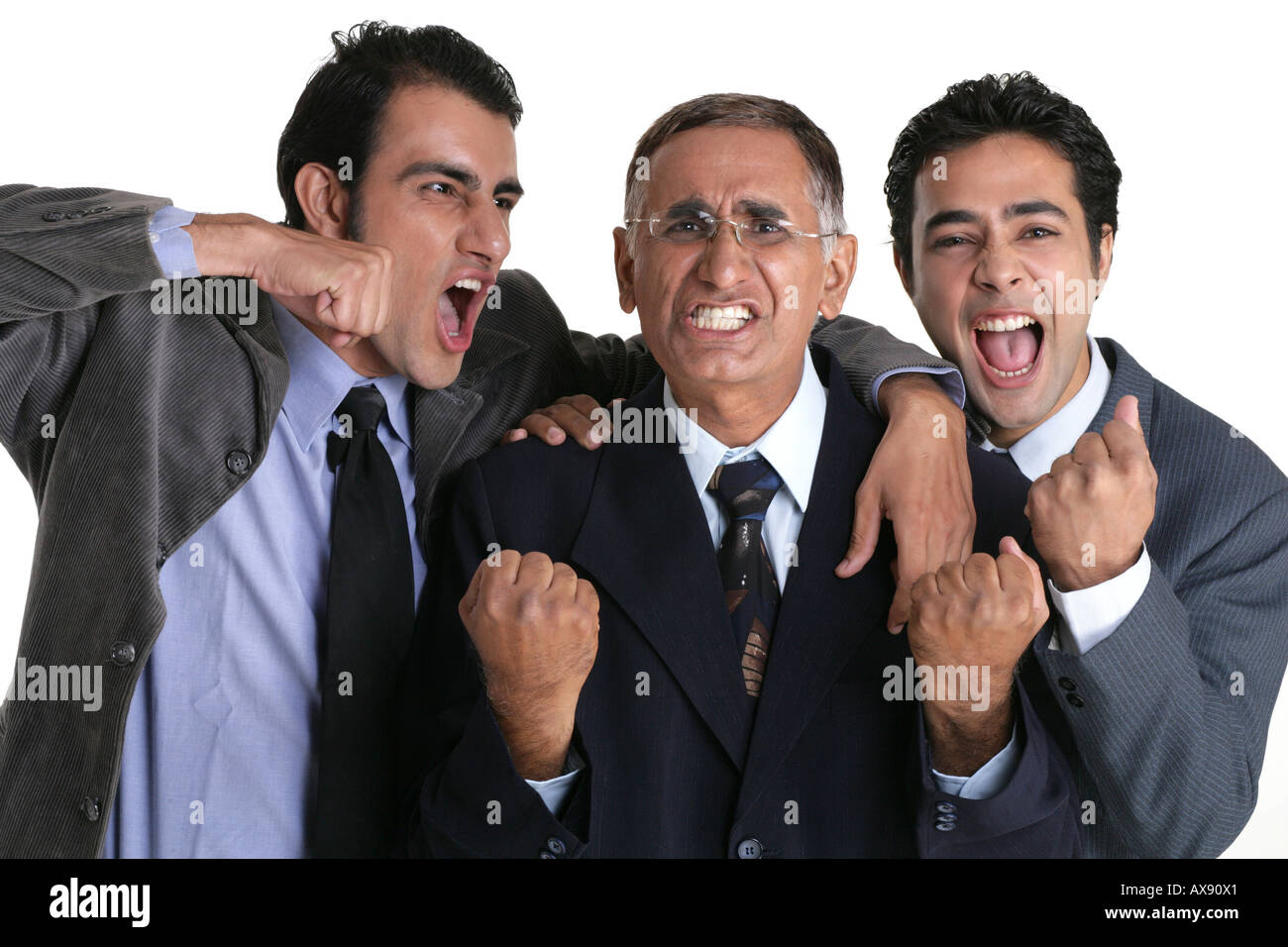 Three businessmen cheering hi-res stock photography and images - Alamy