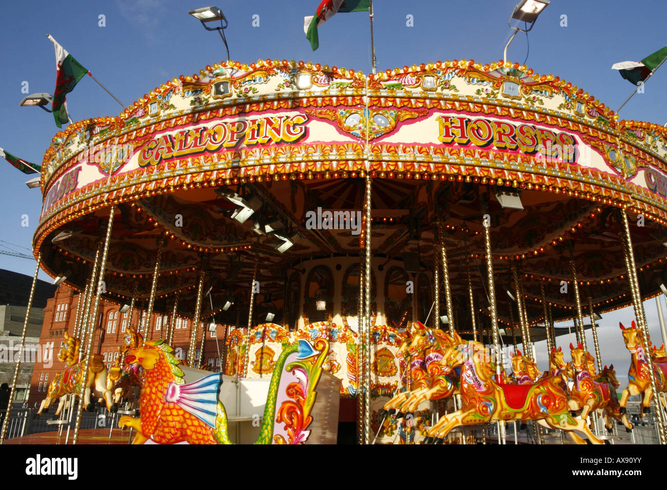 Traditional Merry-go round Cardiff Bay Wales Stock Photo - Alamy