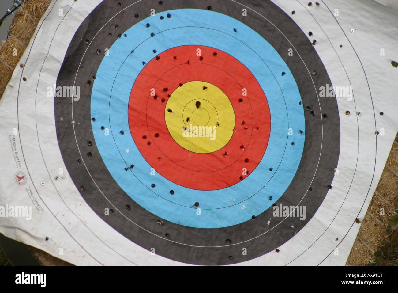 archery target arrow holes circles yellow bullseye of hastings east ...