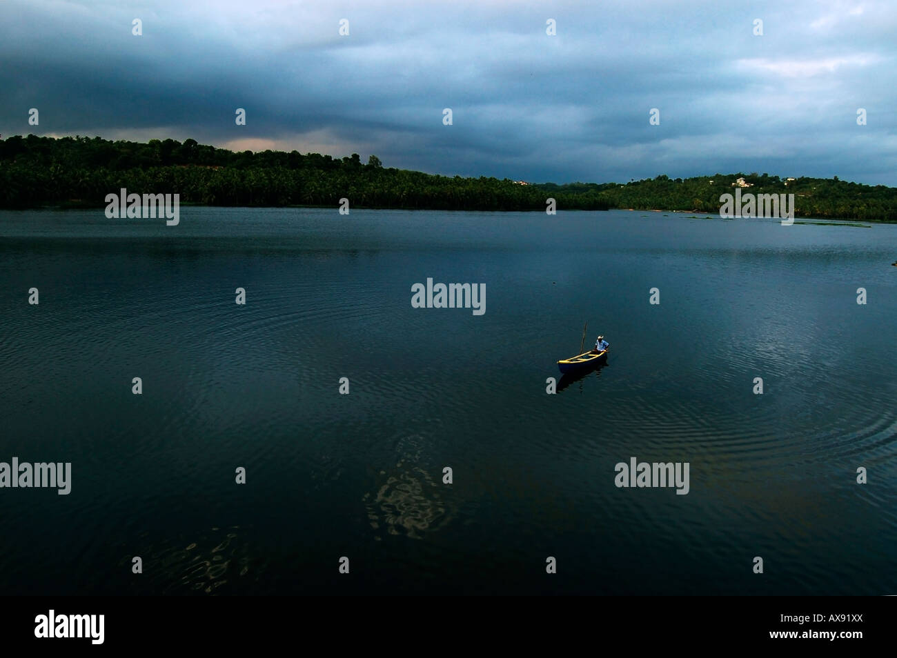 Fishing at Akkulam lake Stock Photo - Alamy