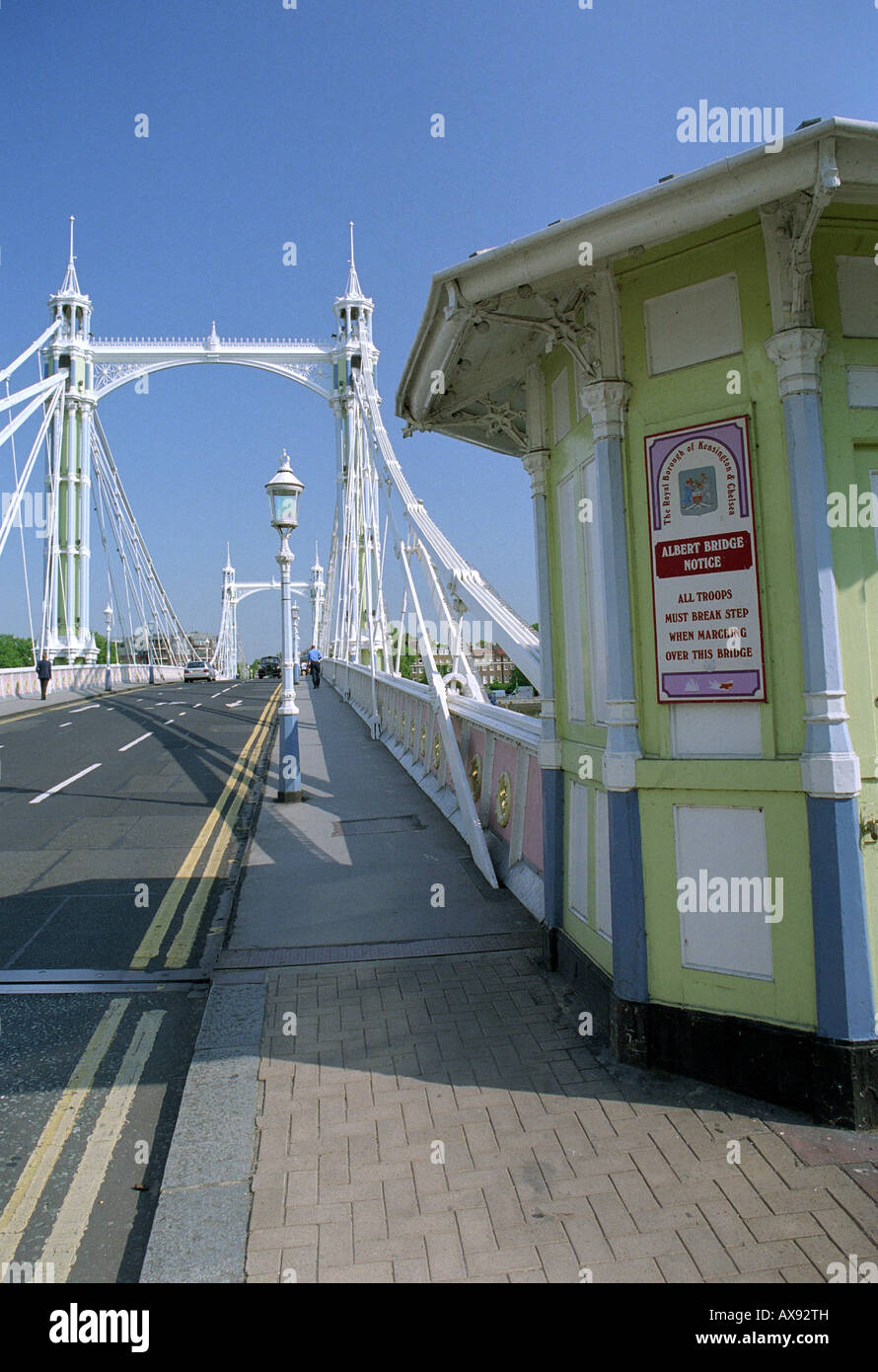 The Albert suspension Bridge over the river thames London england uk gb ...