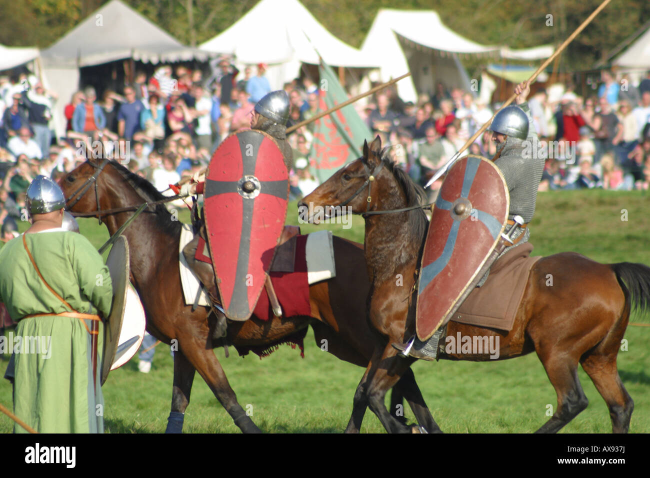 normans saxons fighting battle medieval cavalry of hastings east sussex ...
