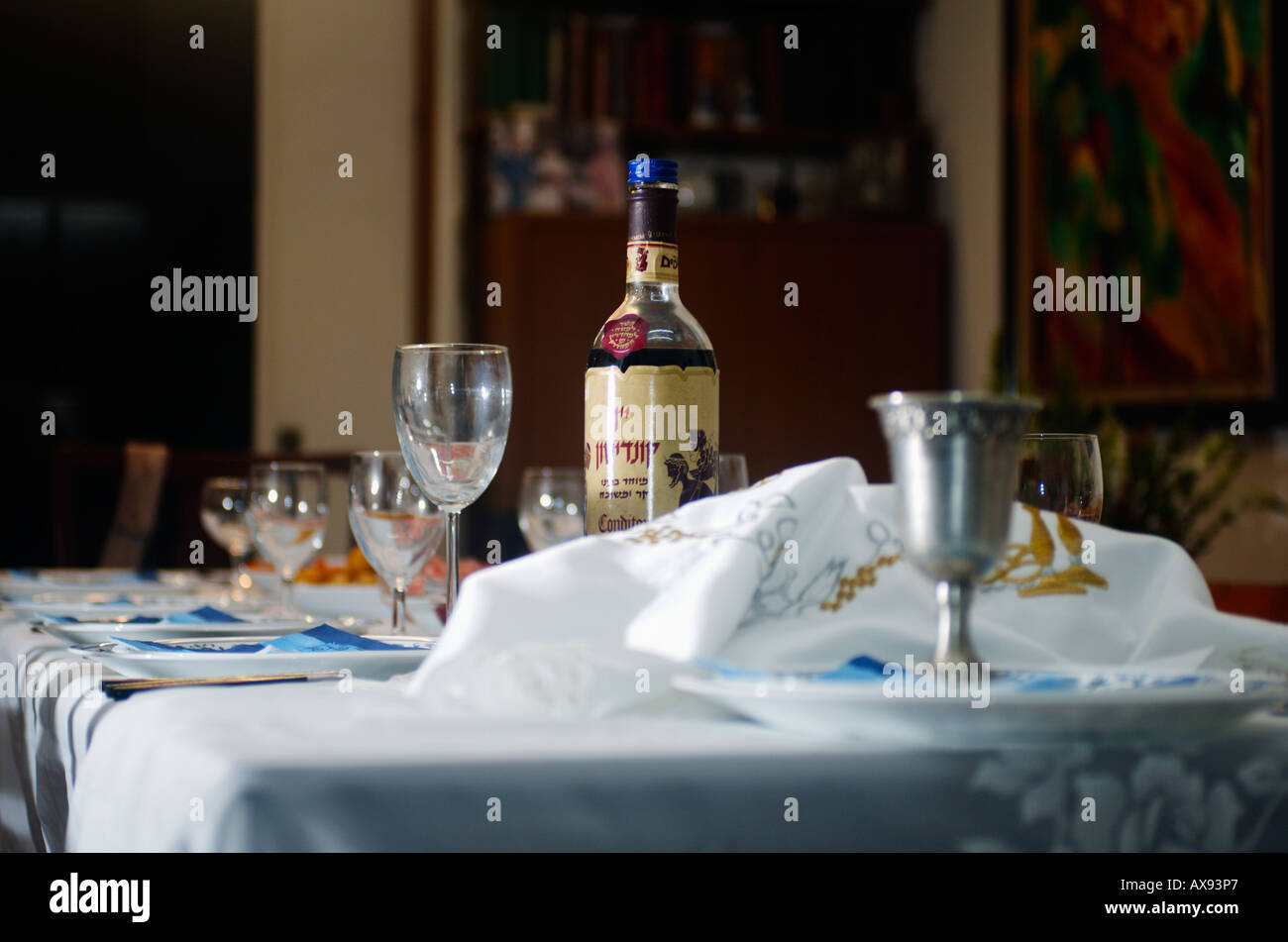 Table set for the Jewish feast of Rosh Hashana the start of the new ...