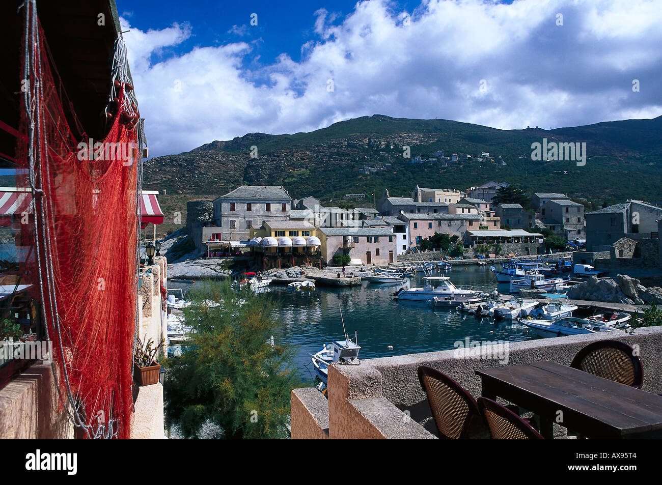 Fishing port, restaurant, Cap Corse Corsica, France Stock Photo - Alamy