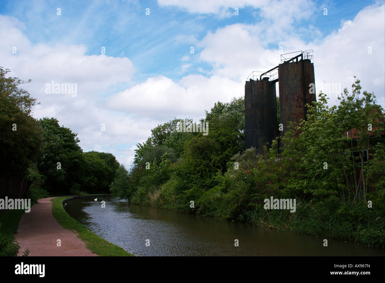 View of canal from towpath Stock Photo - Alamy